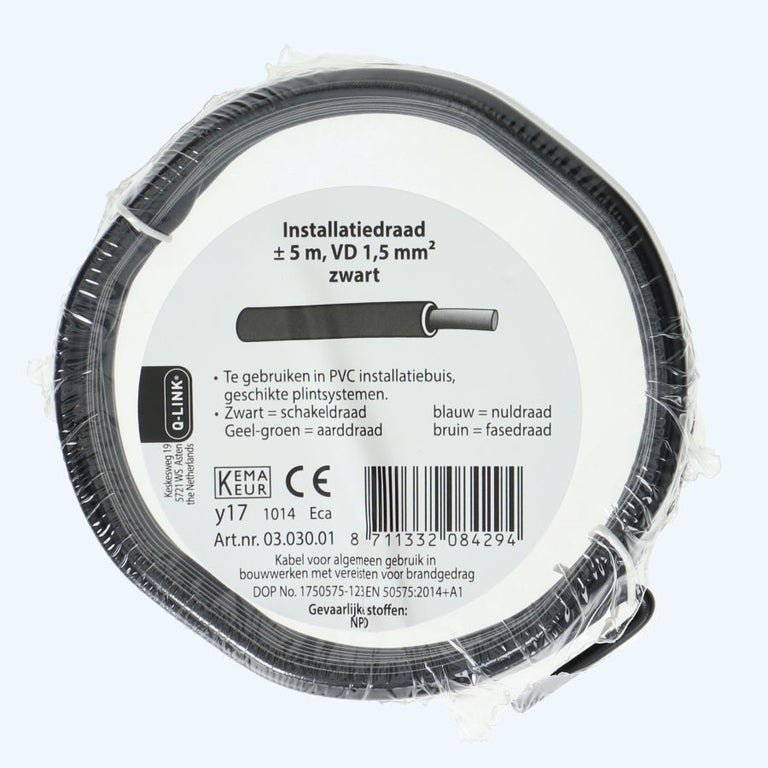 Installatiedraad 1,5mm2 zwart 5 meter kopen