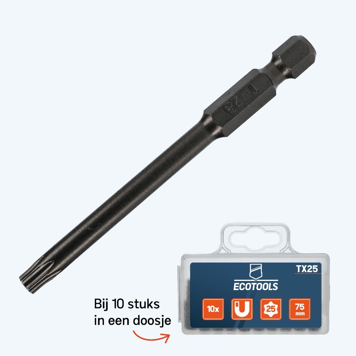 Torx 25 schroefbits 75 mm voor schroefwerk